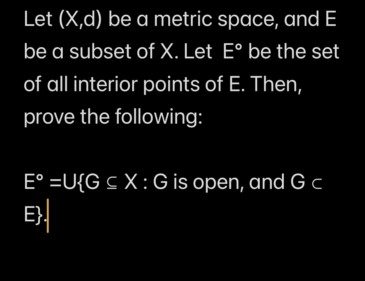 Solved Let (x,d) ﻿be a metric space, and E ﻿be a subset of | Chegg.com