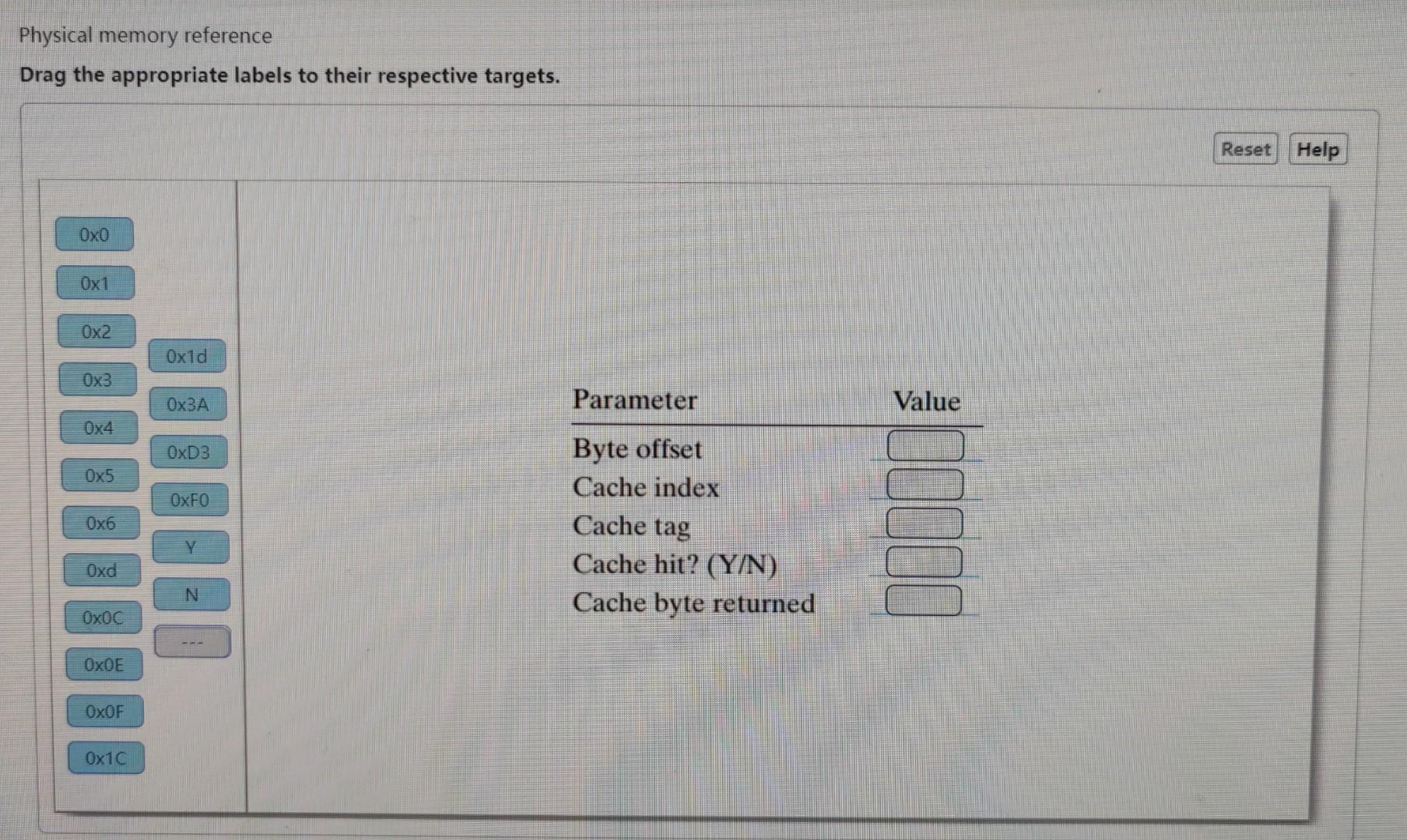 Solved Virtual address: 0x03d7 Virtual address format Drag | Chegg.com