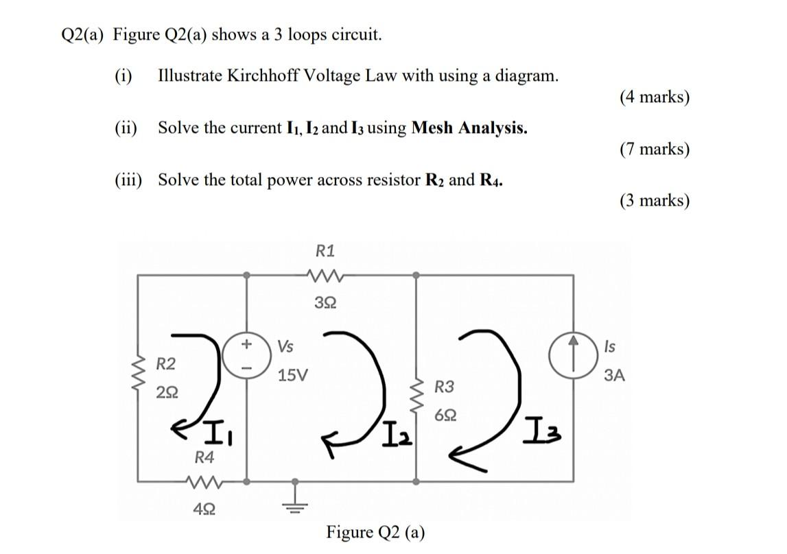 Solved Q2(a) Figure Q2(a) shows a 3 loops circuit. (i) | Chegg.com