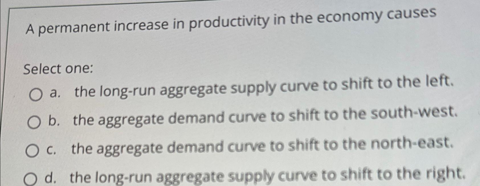 Solved A permanent increase in productivity in the economy | Chegg.com