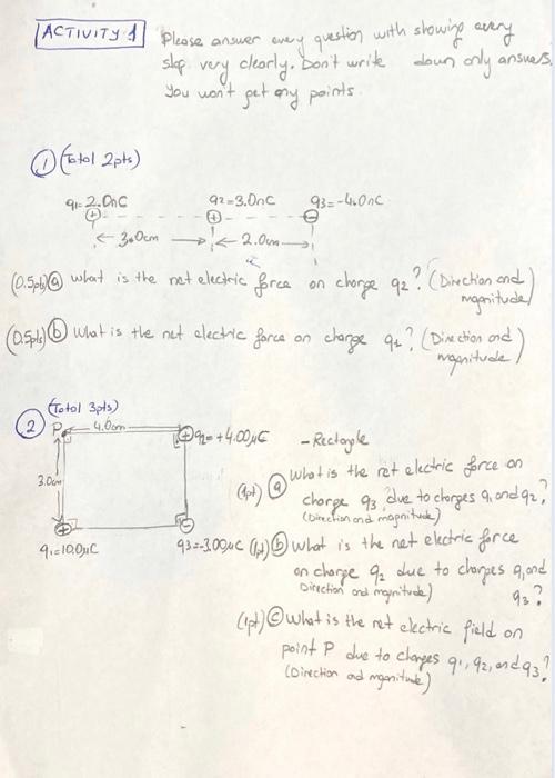 Solved ACTIVITY 1 Please answer every question with showing | Chegg.com