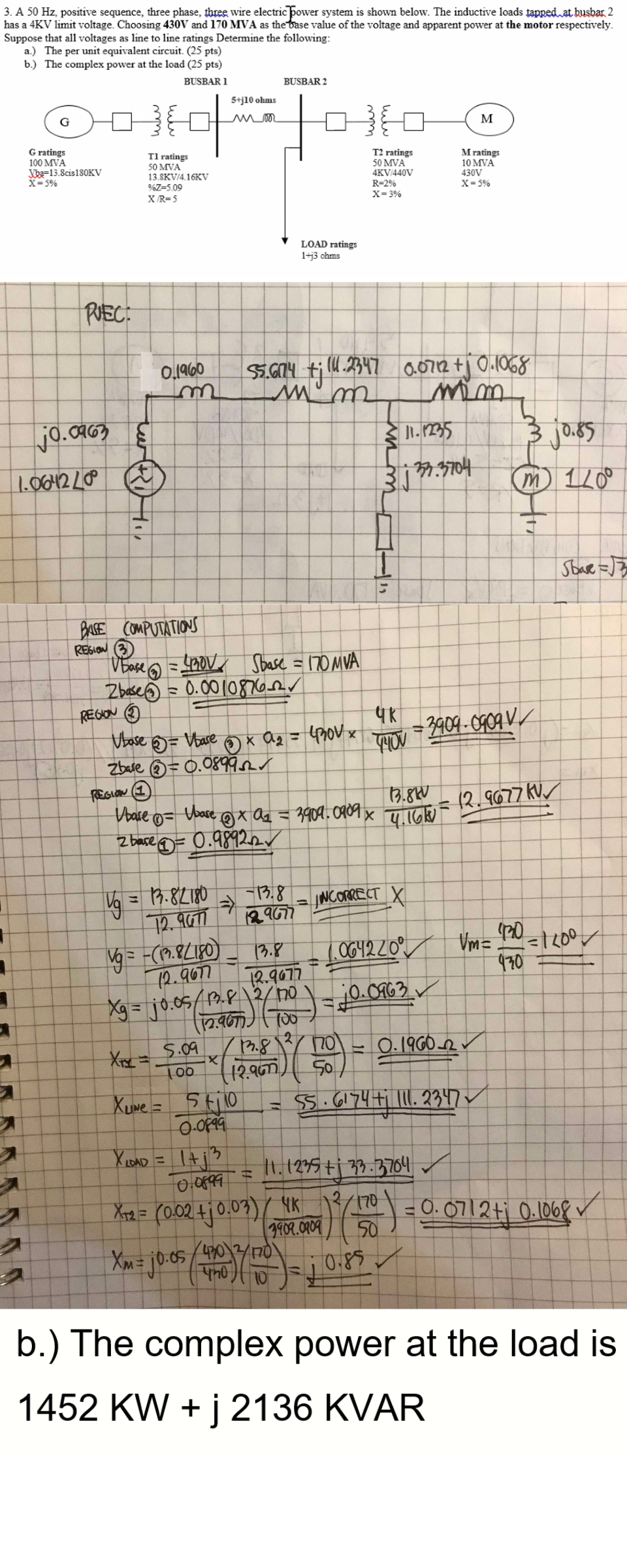 Solved I already did the base computations and Per Unit | Chegg.com