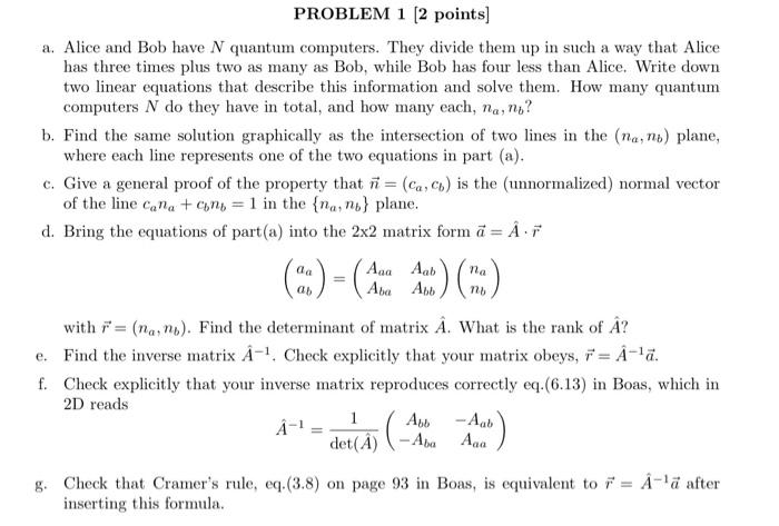 Solved a. Alice and Bob have N quantum computers. They | Chegg.com
