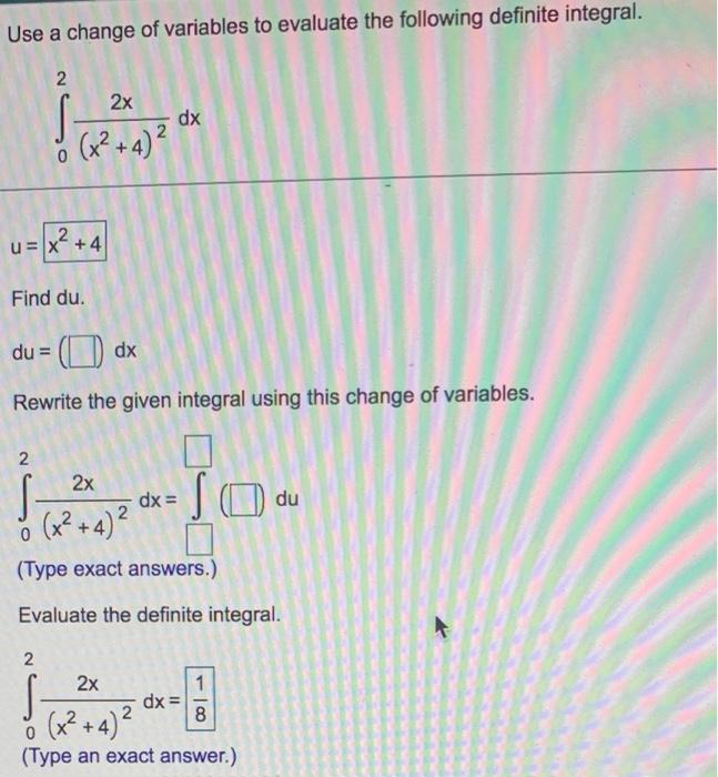 Solved Use a change of variables to evaluate the following | Chegg.com