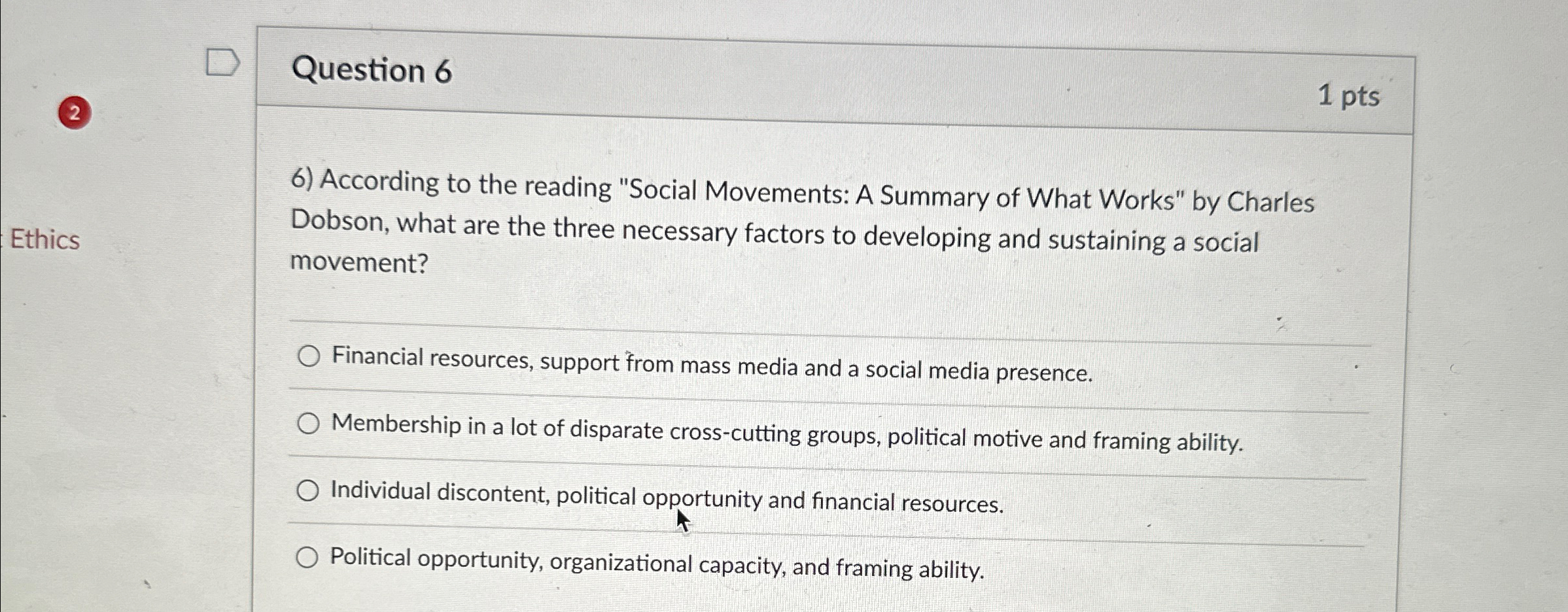 Solved Question 61 ﻿ptsAccording to the reading "Social | Chegg.com