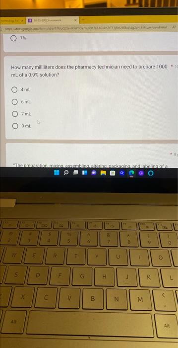 Solved How many milliliters does the pharmacy technician | Chegg.com