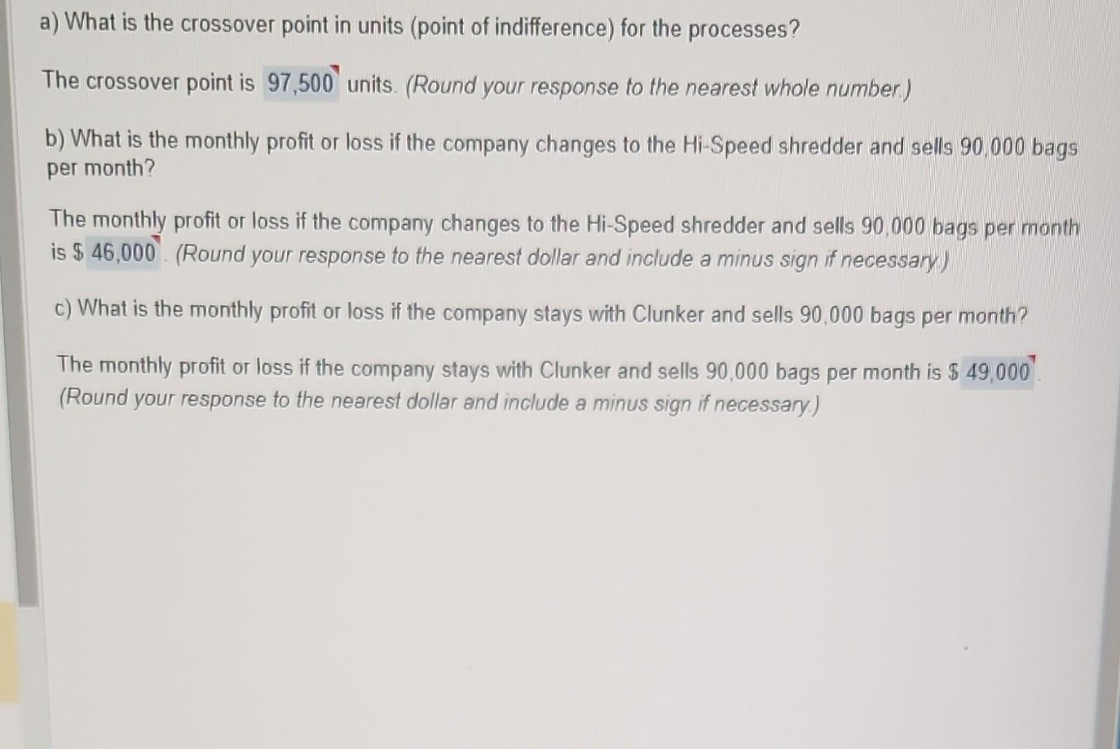 Solved a) What is the crossover point in units (point of | Chegg.com