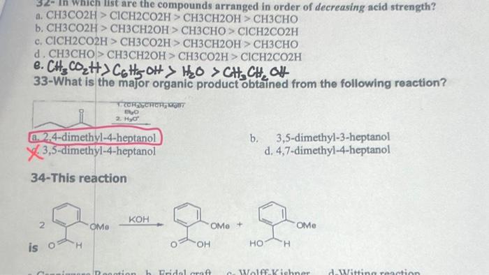 Solved 32- In which list are the compounds arranged in order | Chegg.com