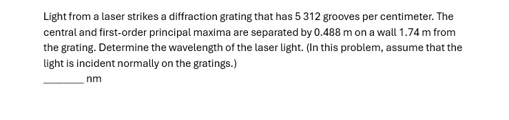 Solved Light from a laser strikes a diffraction grating that | Chegg.com
