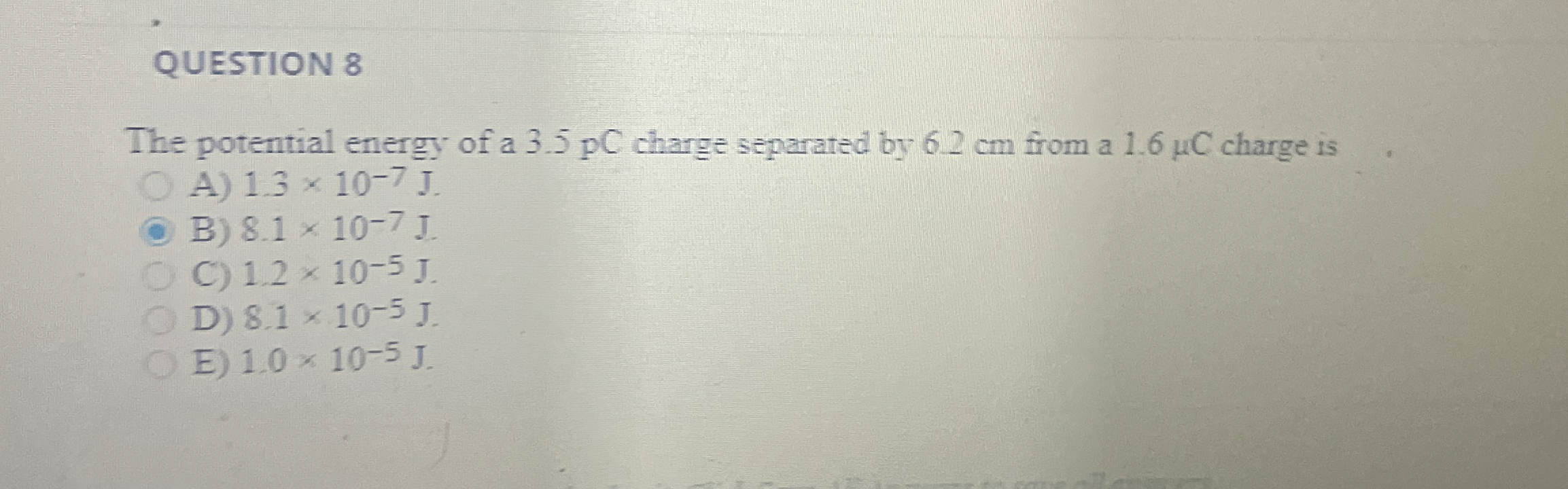 Solved QUESTION 8The potential energy of a 3.5 ﻿pC charge | Chegg.com