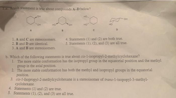 Solved T.a. Which statement is true about compounds A-D | Chegg.com