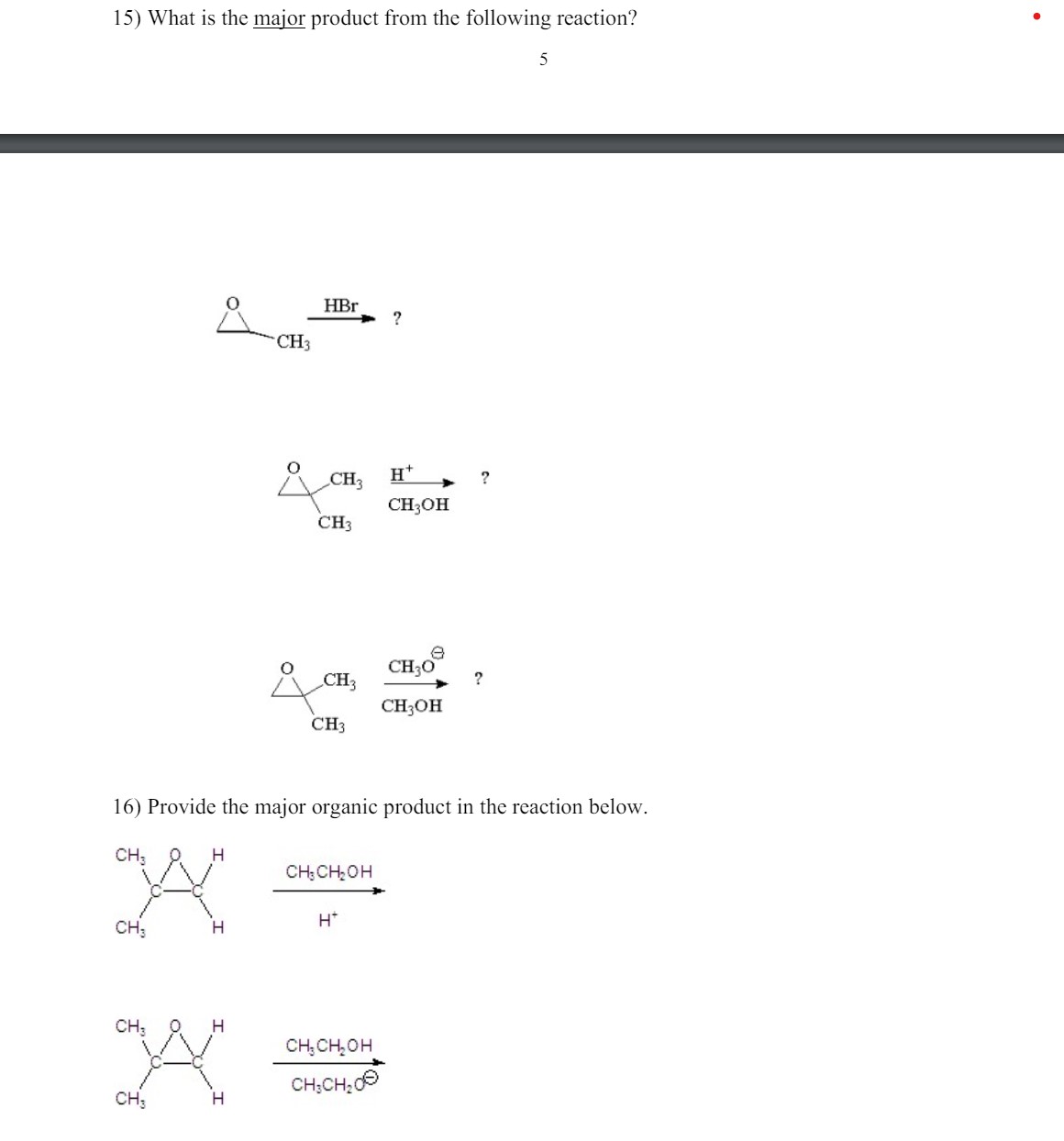 Solved What is the major product for the following epoxide | Chegg.com