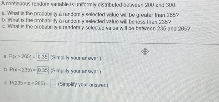 Solved A continuous random variable is uniformly distributed | Chegg.com
