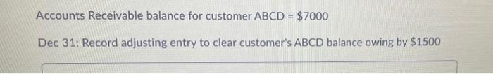 Solved Accounts Receivable balance for customer ABCD=$7000 | Chegg.com