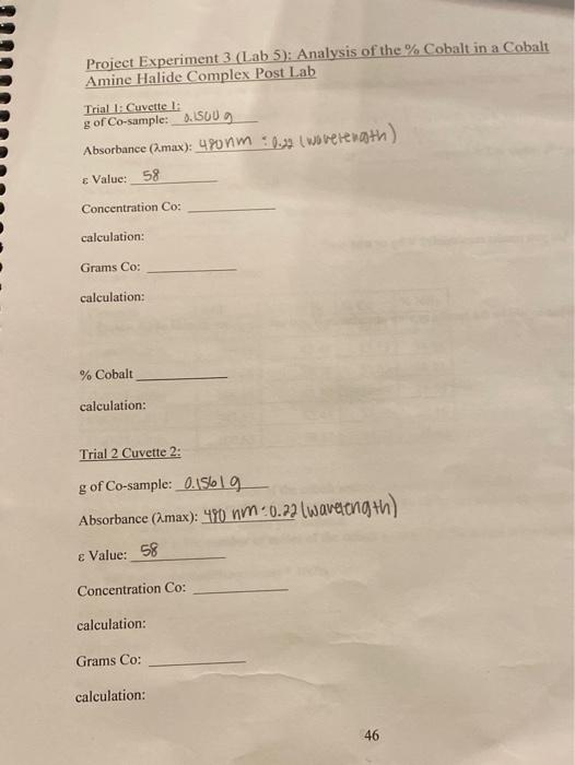 Project Experiment 3 (Lab 5): Analysis of the % | Chegg.com