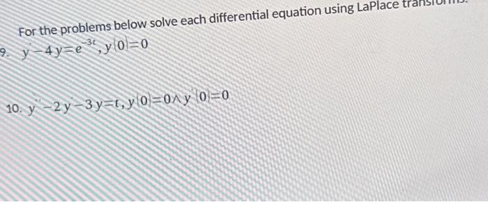 Solved For the problems below solve each differential | Chegg.com