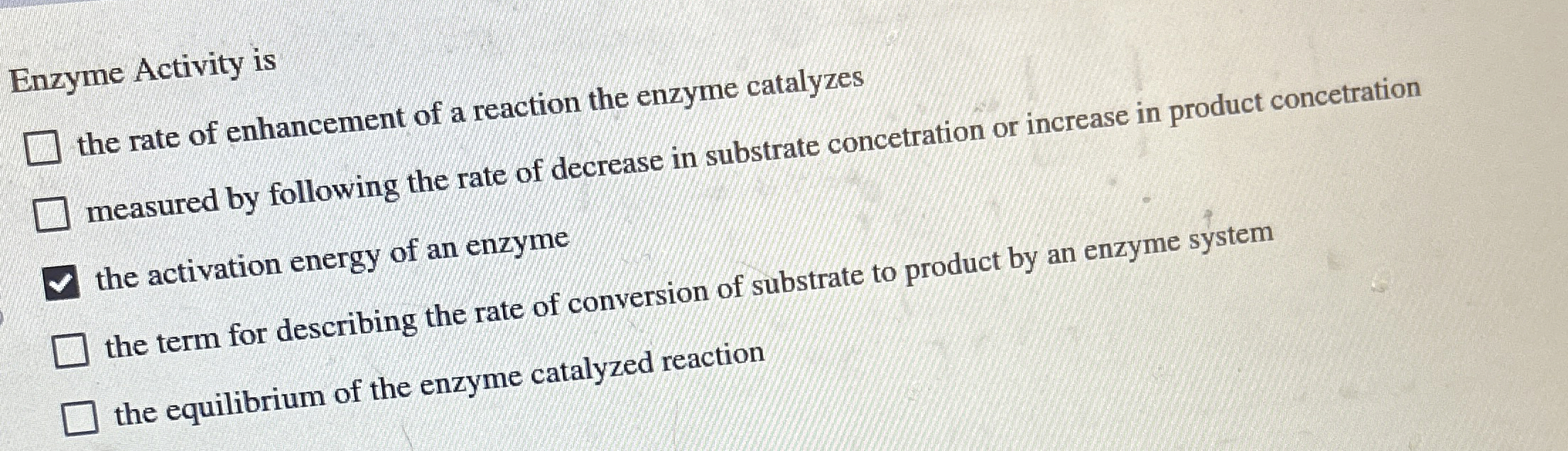 Solved cEnzyme Activity isthe rate of enhancement of a | Chegg.com