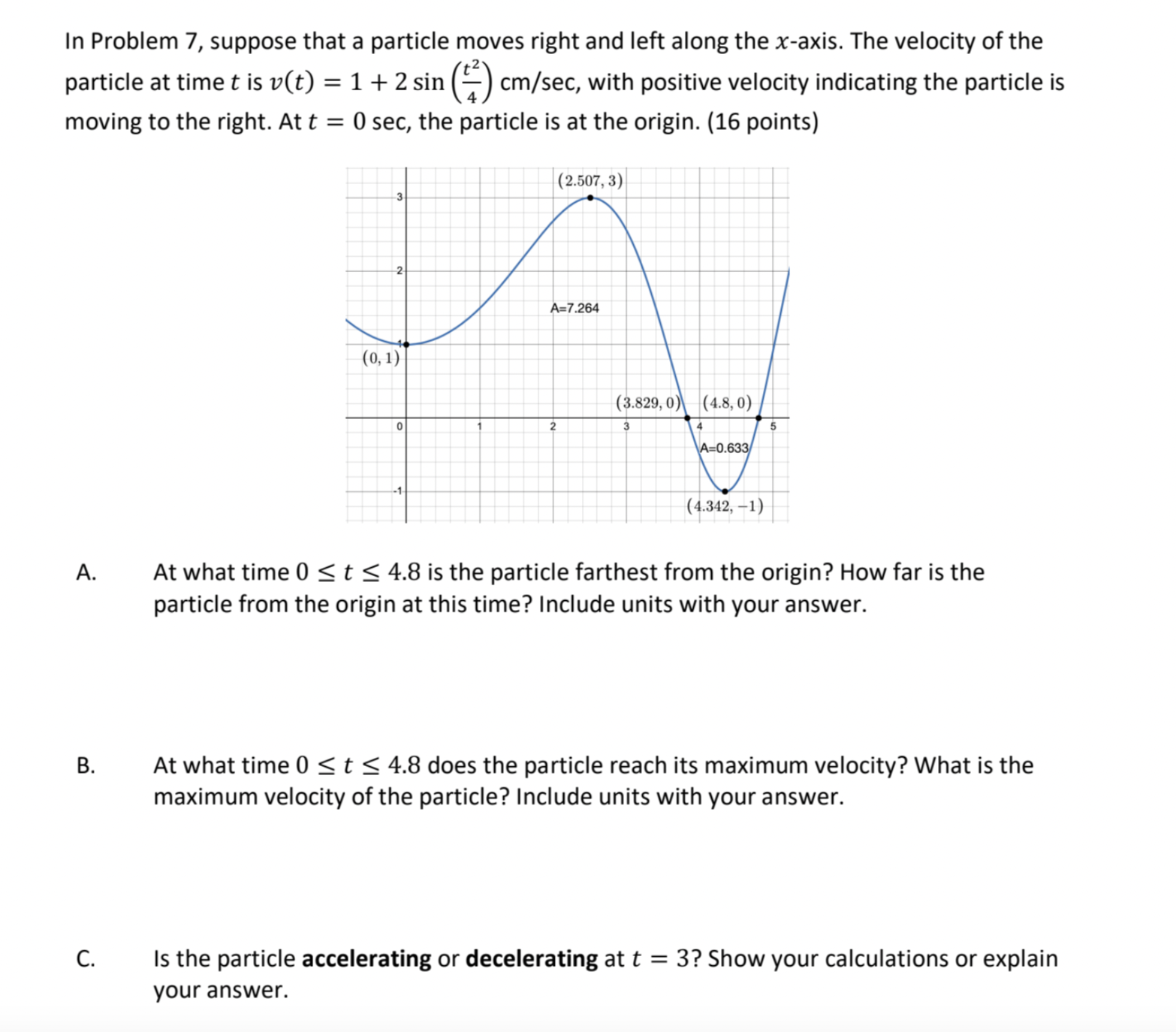 Solved In Problem 7, ﻿suppose that a particle moves right | Chegg.com