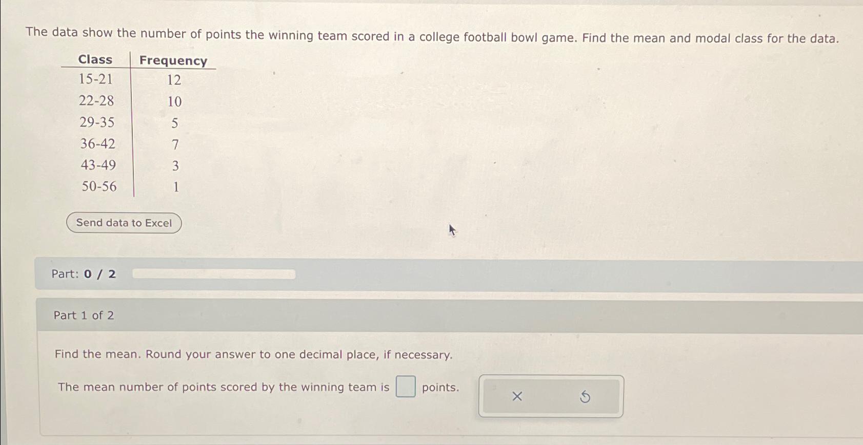 Solved The data show the number of points the winning team | Chegg.com