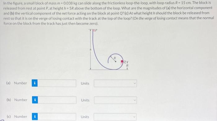 Solved In the figure, a small block of mass m=0.038 kg can | Chegg.com