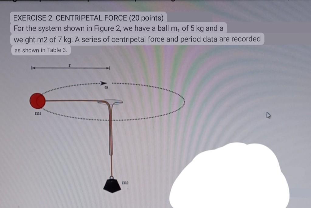 Solved EXERCISE 2. CENTRIPETAL FORCE (20 points) For the | Chegg.com
