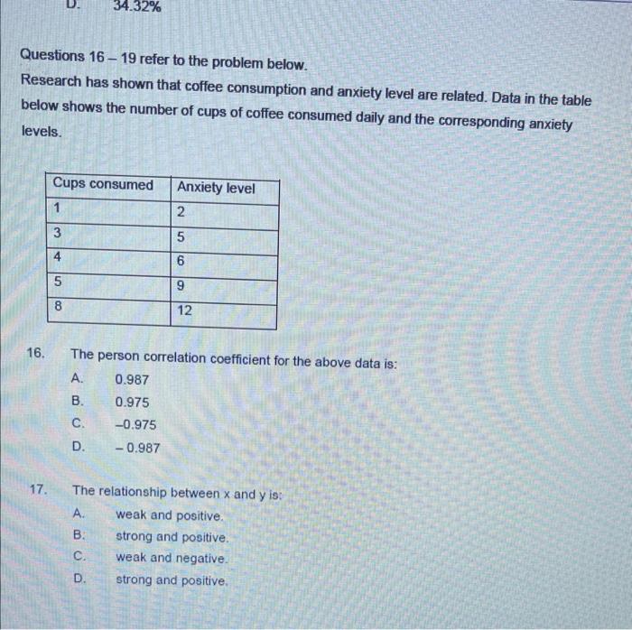 Solved Questions 16 - 19 refer to the problem below. | Chegg.com