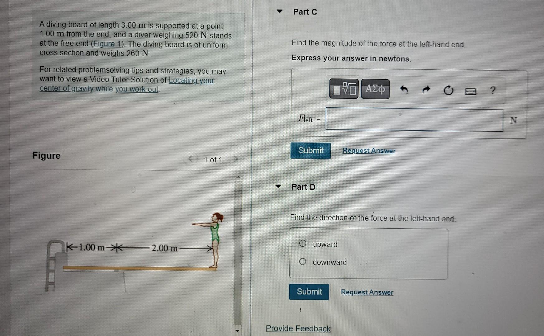 Solved A diving board of length 3.00 m is supported at a | Chegg.com