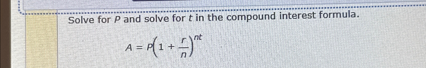 Solved Solve for P ﻿and solve for t ﻿in the compound | Chegg.com