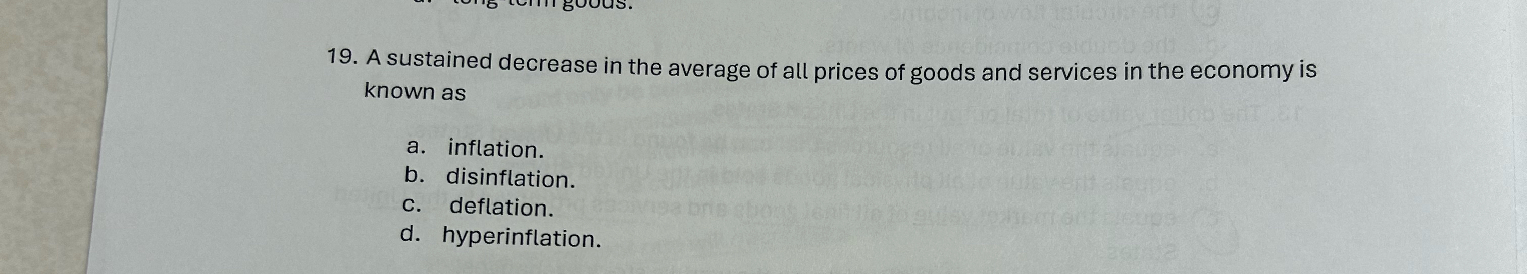 Solved A sustained decrease in the average of all prices of | Chegg.com