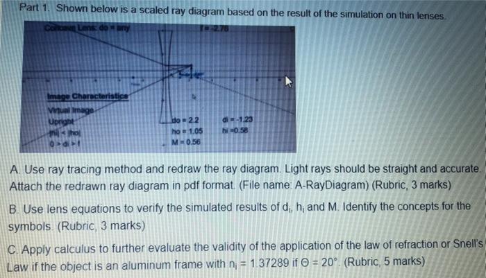 Solved Part 1. Shown below is a scaled ray diagram based on | Chegg.com