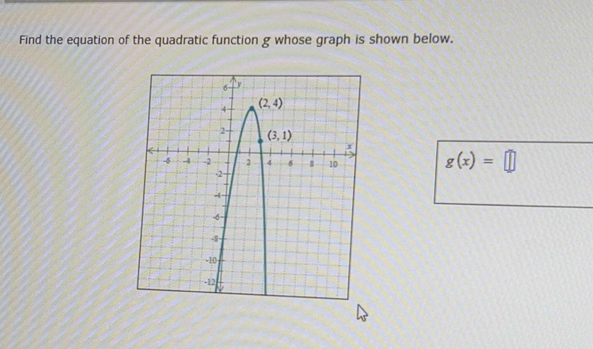 Solved Find the equation of the quadratic function g ﻿whose | Chegg.com