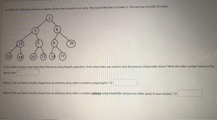 Solved Consider the following arbitrary complete binary tree | Chegg.com