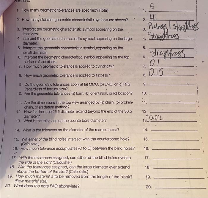 1. How many geometric tolerances are specifiéd? | Chegg.com