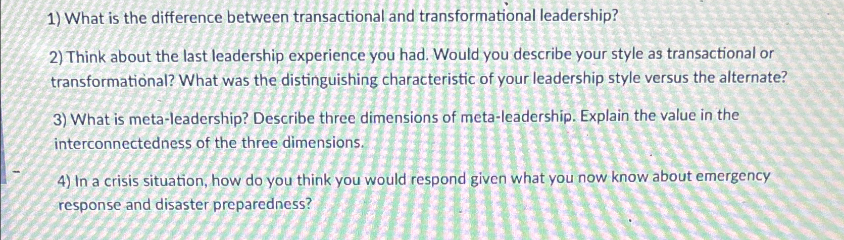Solved What is the difference between transactional and | Chegg.com