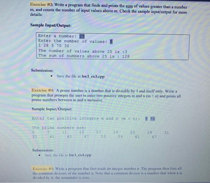 Solved Exercise #1: Write a program that gets three numbers | Chegg.com