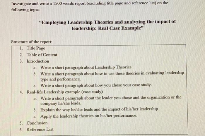 Investigate and write a 1500 words report (excluding | Chegg.com