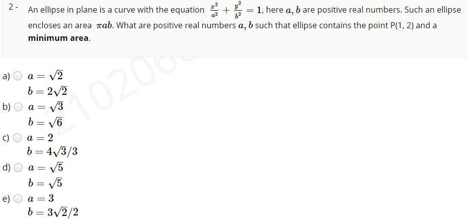 Solved 2- An ellipse in plane is a curve with the equation | Chegg.com