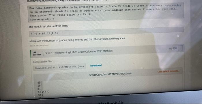 5. 19 Programming Lab 2: Grade Calculator With | Chegg.com