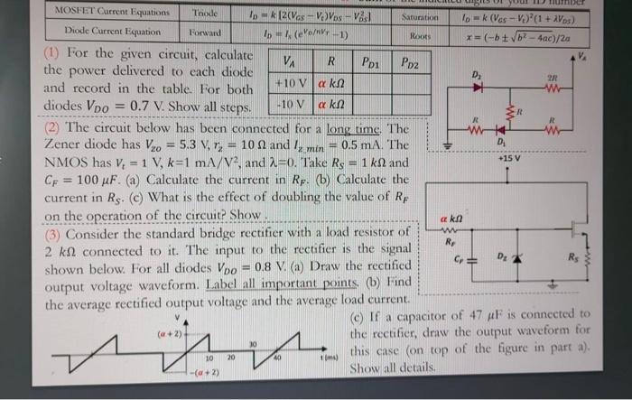 (1) For the given circuit, calculate the power | Chegg.com