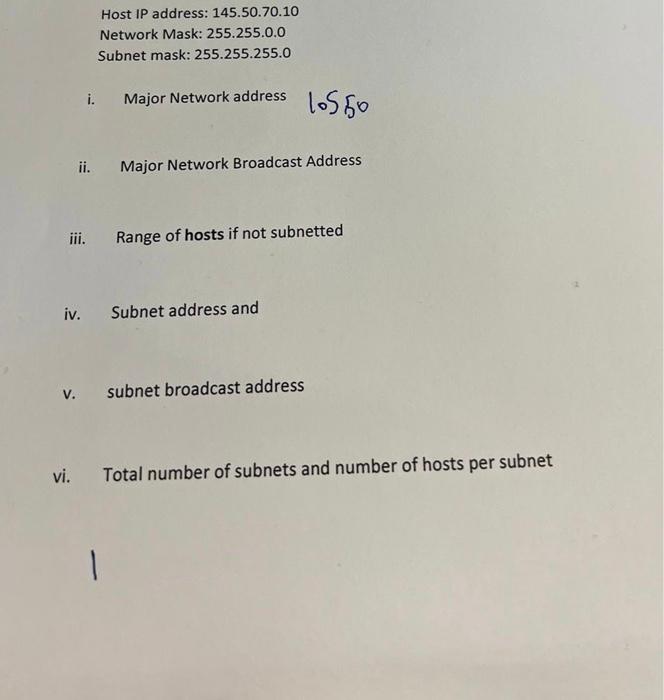 Solved iii. Range of hosts if not subnetted iv. Subnet | Chegg.com