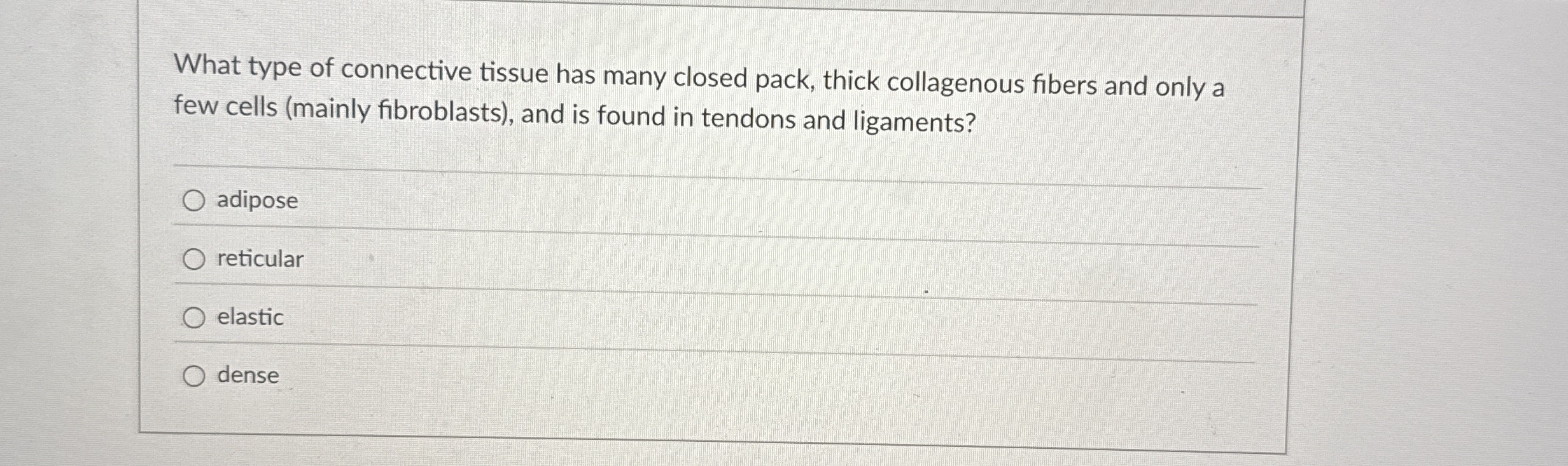 Solved What type of connective tissue has many closed pack, | Chegg.com