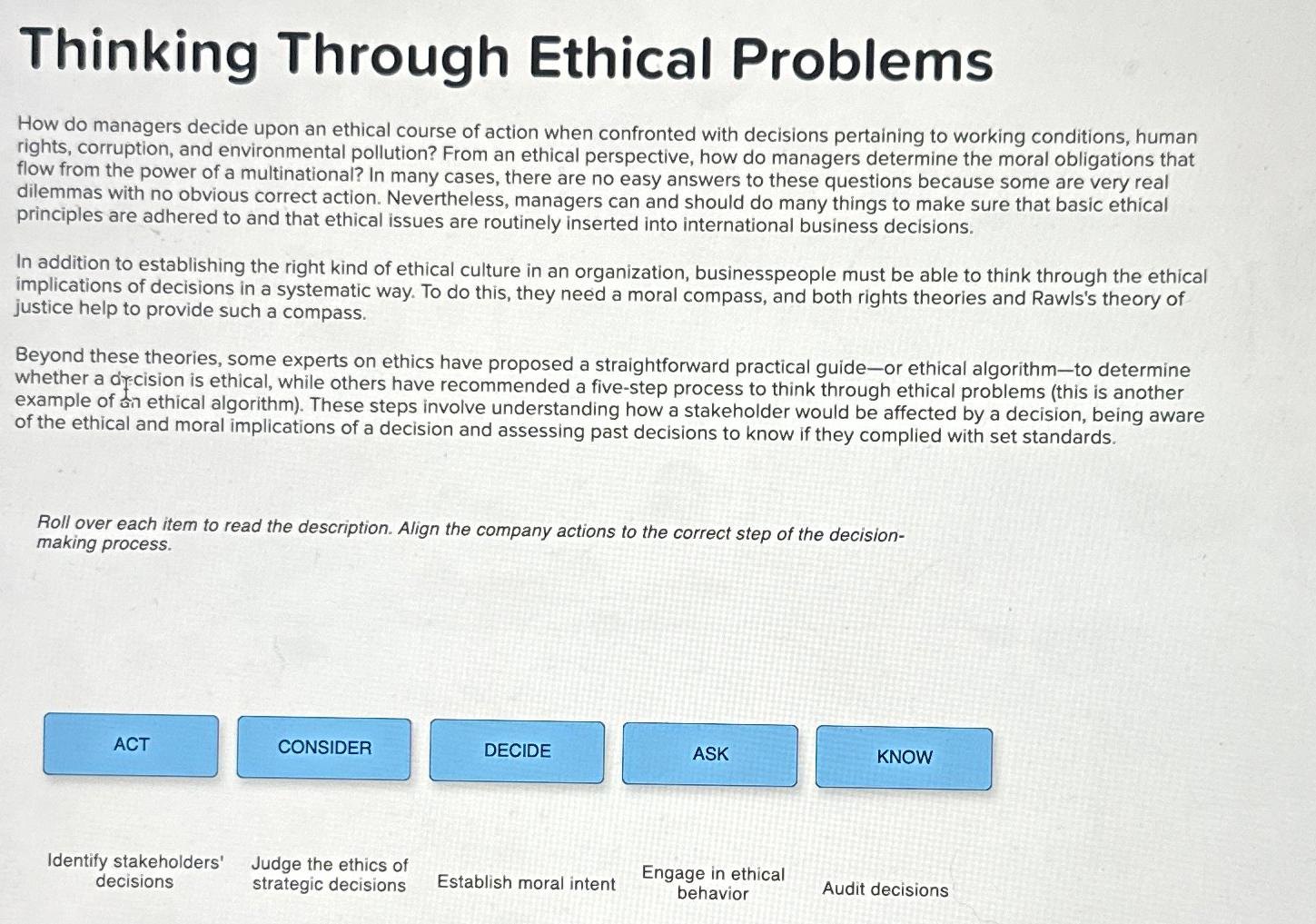 Solved Thinking Through Ethical ProblemsHow do managers | Chegg.com