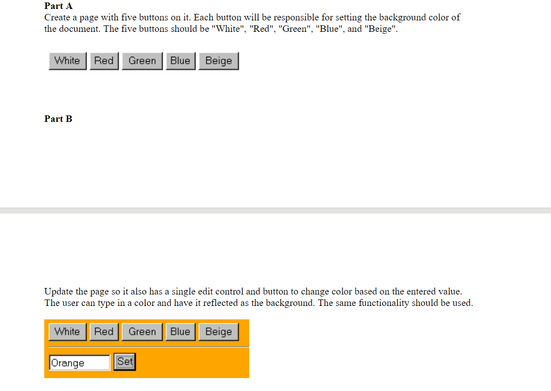 Part ACreate a page with five buttons on it. ﻿Each | Chegg.com