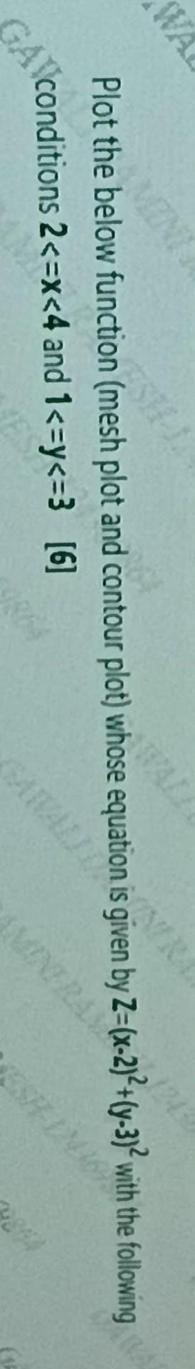 Solved Plot the below function (mesh plot and contour plot) | Chegg.com