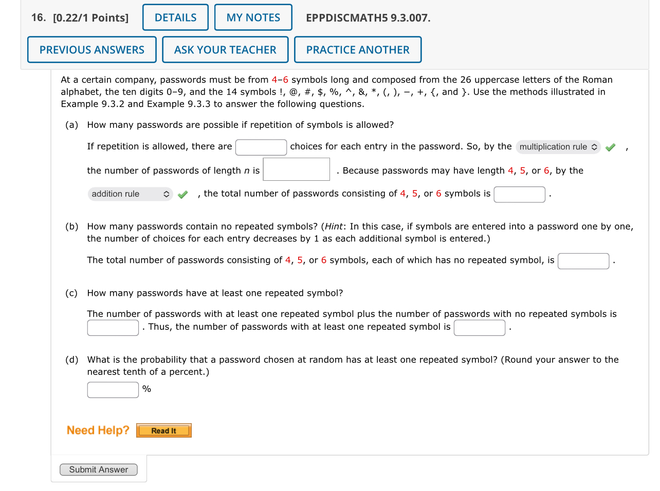 Solved [0.22/1 ﻿Points]EPPDISCMATH5 9.3.007.At a certain | Chegg.com