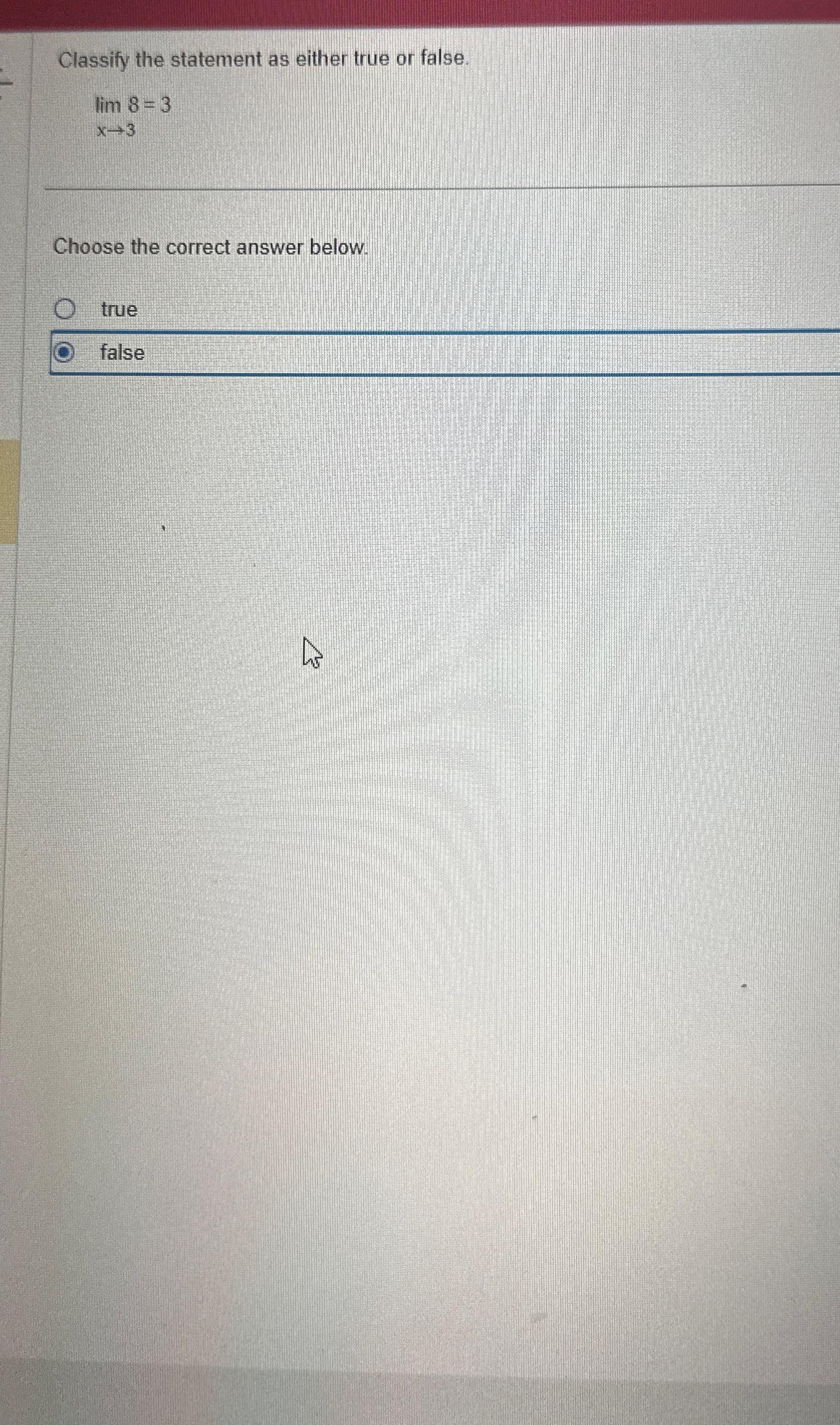 Solved Classify the statement as either true or | Chegg.com