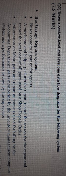 Solved Q2) Draw a context-level and level one data flow | Chegg.com