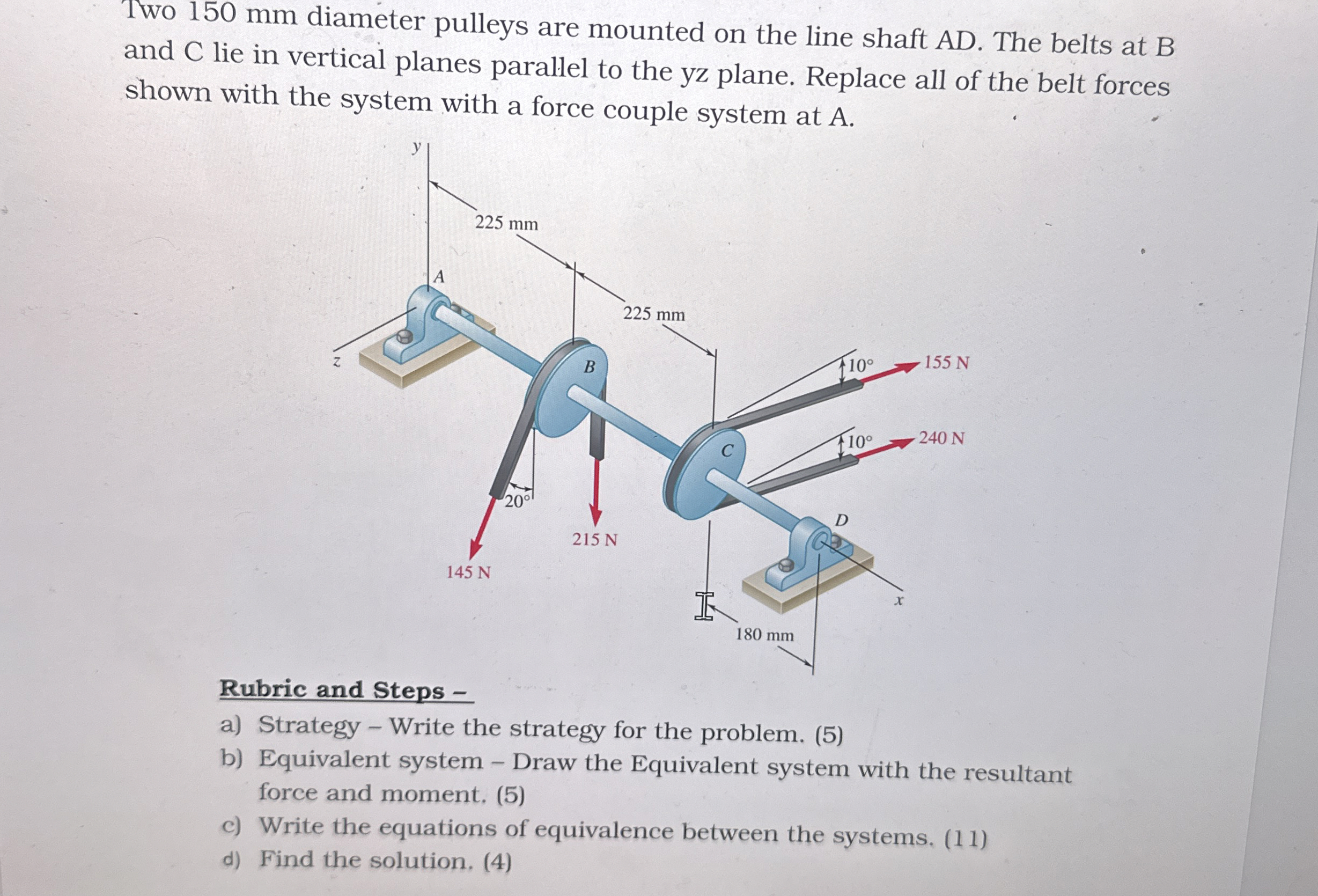 Solved Two 150 ﻿mm diameter pulleys are mounted on the line | Chegg.com