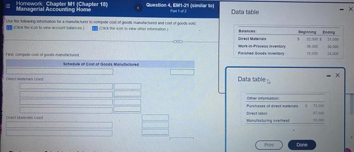 Solved Homework: Chapter M1 (Chapter 18) Managerial | Chegg.com Solved Homework: Chapter M1 (Chapter 18) Managerial | Chegg.com