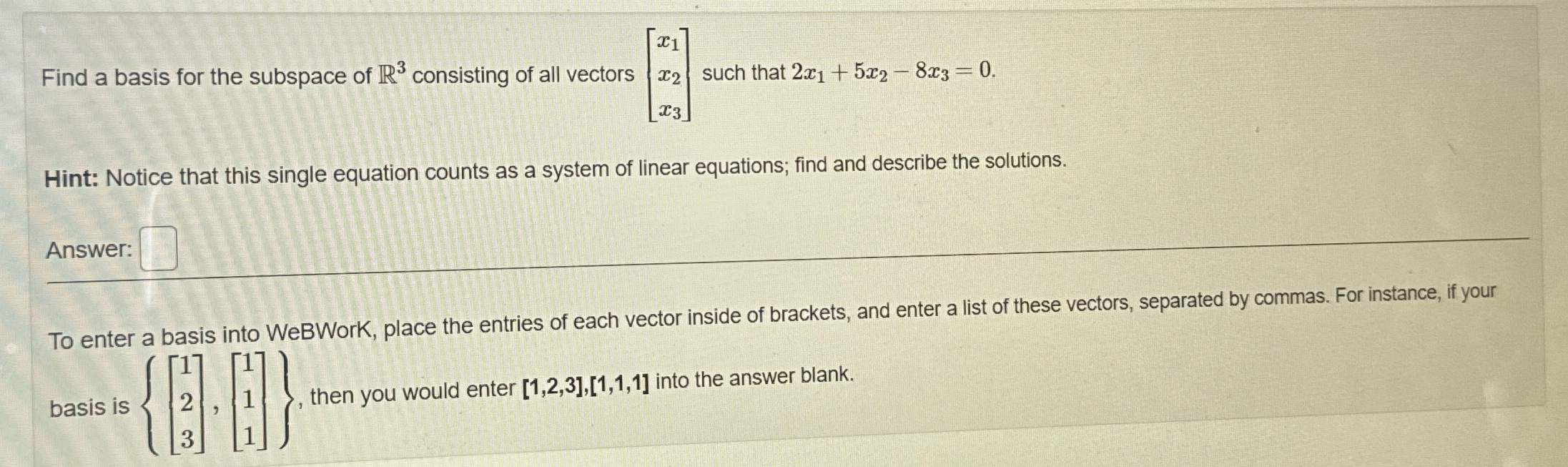 Solved Find a basis for the subspace of R3 ﻿consisting of | Chegg.com